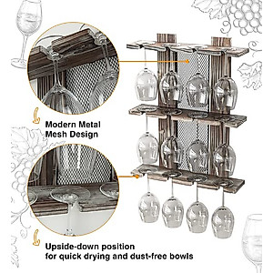 J JACKCUBE DESIGN Wine Glass Rack Wall Mounted, 12 Glassware Holder Rack Stemware Display Drying Storage For Kitchen Home Bar Decor - MK583A