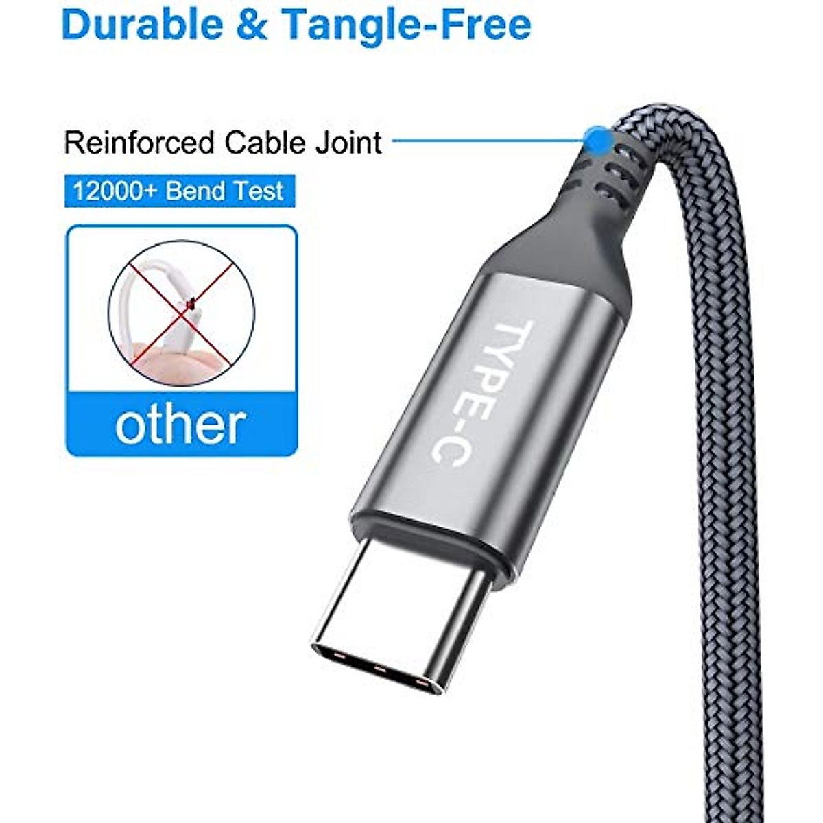 AkoaDa USB C to USB C 100W Cable 10 FT, 5A Type C to Type C Charging Cable Compatible with iPad Pro, MacBook Pro, Samsung Galaxy S22 Note 20, Google Pixel, iPad Mini 6,iPad Air 5/4,etc (Grey)