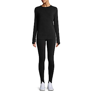 Cuddl Duds ClimateRight Women's Stretch Fleece Base Layer Legging - High Rise Waist - S Black