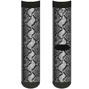 Buckle-Down Unisex-Adult's Socks Snake Skin 3 Grays Crew, Multicolor