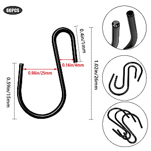 60 Pcs Small S Hooks for Hanging, 1 Inch S Shaped Hooks, Ornament Hooks, S Hangers Hooks, S Hanging Hooks, Wire Hooks, Metal S Hooks for Hanging Plants, Jewelry Keychain