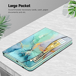 Fintie Case for Samsung Galaxy Tab S6 Lite 10.4 Inch 2024/2022/2020 with S Pen Holder, Multi-Angle Viewing Soft TPU Back Cover with Pocket Auto Wake/Sleep, Emerald Marble