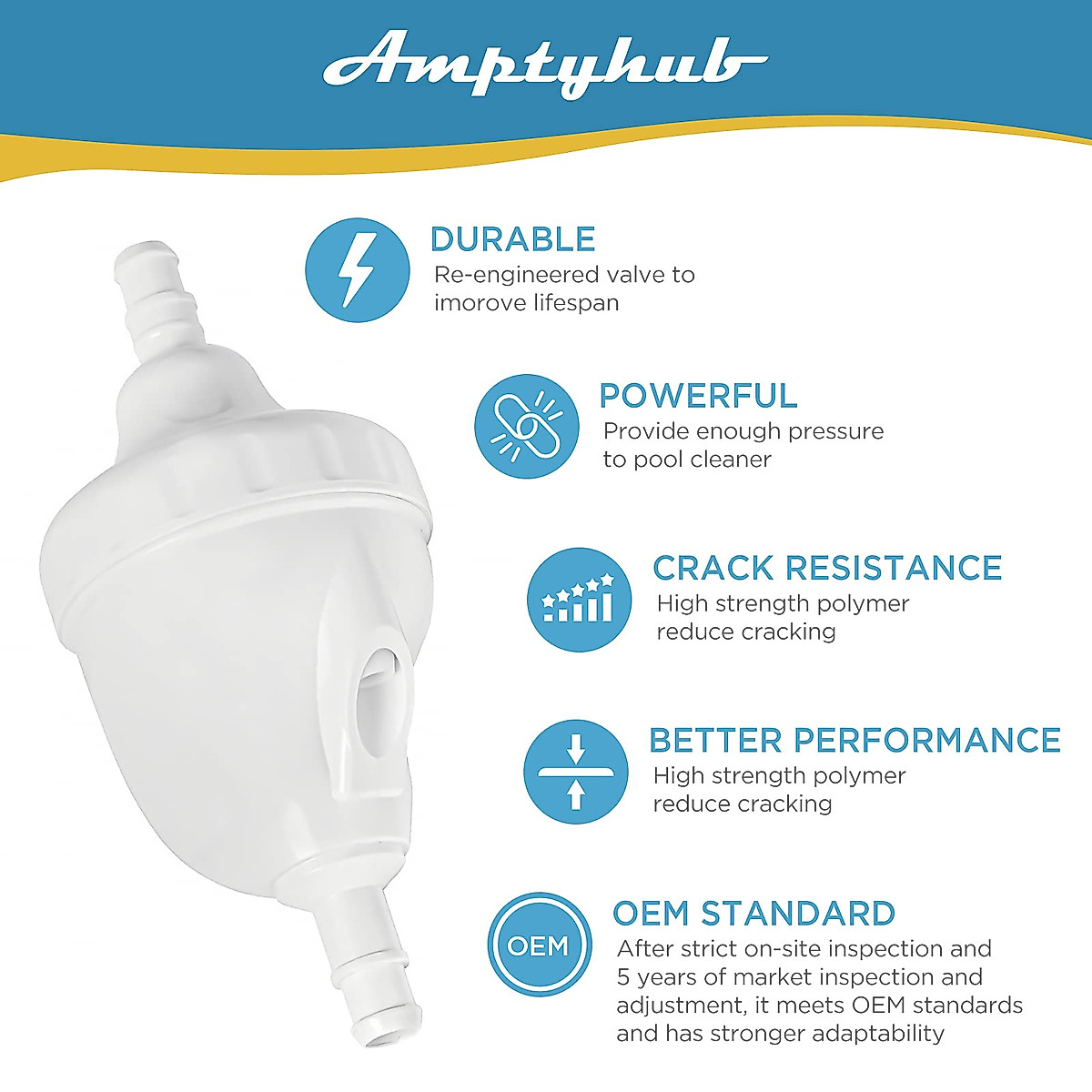 Amptyhub Upgraded G52 Backup Valve Replacement Kit for Polaris Pool Cleaner, Compatible with Polaris 180,280,380,480,3900 Pool Cleaner, The Valve Body has Been Reinforced, Longer Life Than Zodiac G52