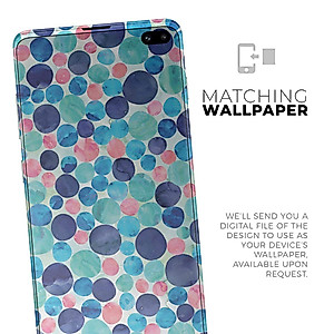 DesignSkinz Mixed Aqua Blue and Pink Watercolor Dots Protective Vinyl Decal Wrap Skin Cover Compatible with The Samsung Galaxy S20 (Screen Trim & Back Glass Skin)