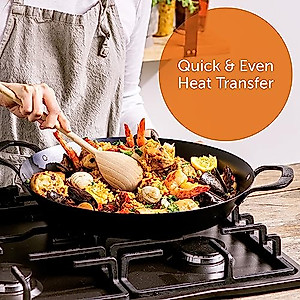 BK Black Steel Seasoned Carbon Steel Paella Pan, 15"