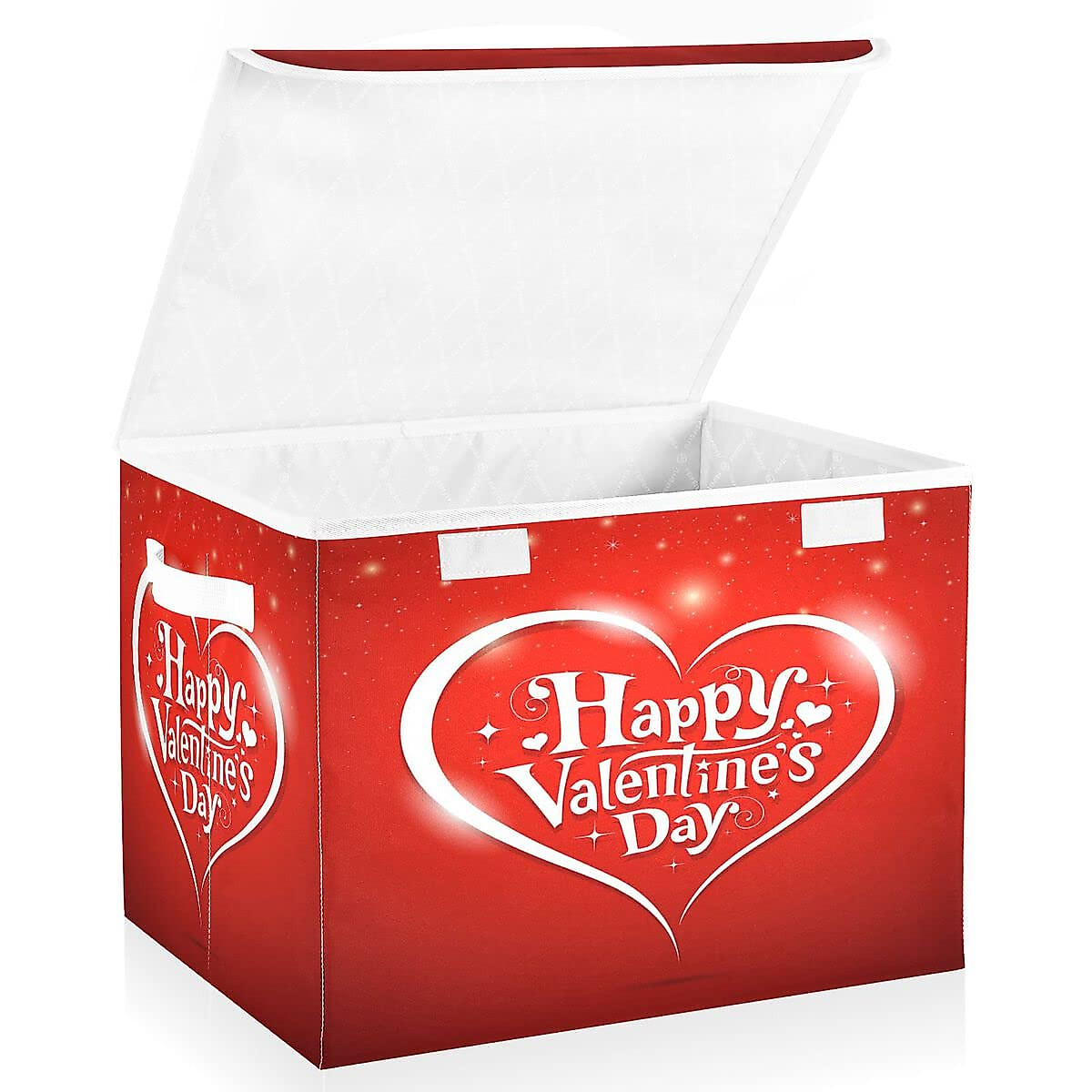 senya Storage Bins with Lids Foldable Storage Baskets Storage Cubes Collapsible Closet Organizer Containers with Cover Happy Valentine's Day for Home Office Organizer Closet, Shelves, Toy, Nursery