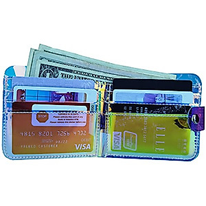 Clear Wallet for Women, Bifold Wallet Purse with Lanyard Cute Jelly Coin Pouch ID Case (LS)