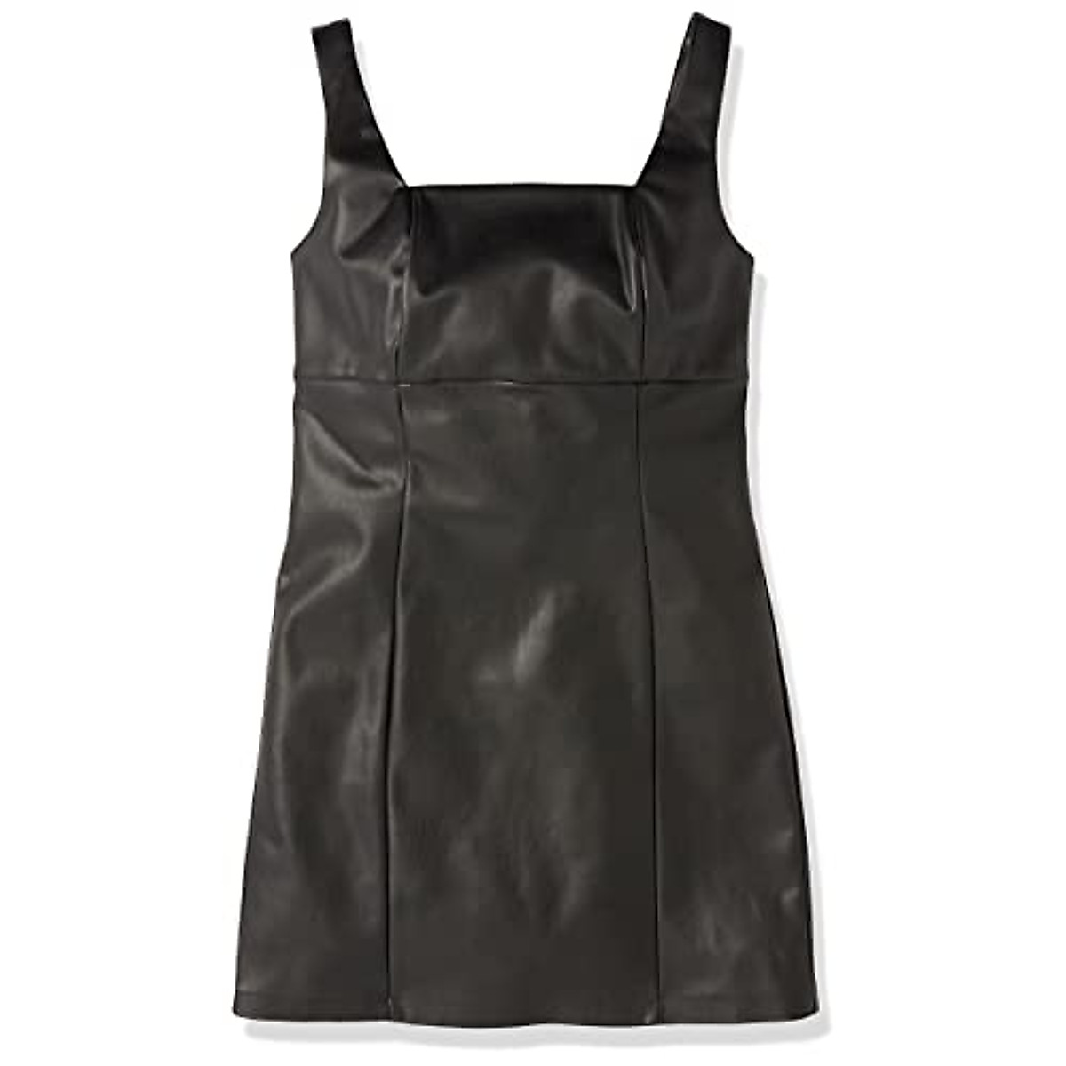 The Drop Women's Hank Vegan Leather Square Neck Mini Dress, Black, 2X