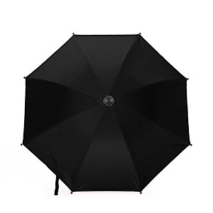 ICRPSTU Universal Pushchair Parasol Umbrella,Pram Parasol with Clamp Buggy Umbrella with Adjustable Clip on UV Protection Umbrella for Wheelchair Users Chair for Children (Black)