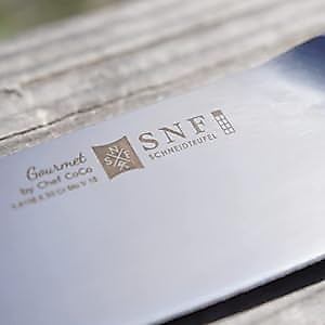 SNFSchneidteufel Gourmet 8 inch Chef Knife Made with X50CrMoV15 German Stainless Steel Blade and White Ergonomic Triple Rivet Classic Handle Design