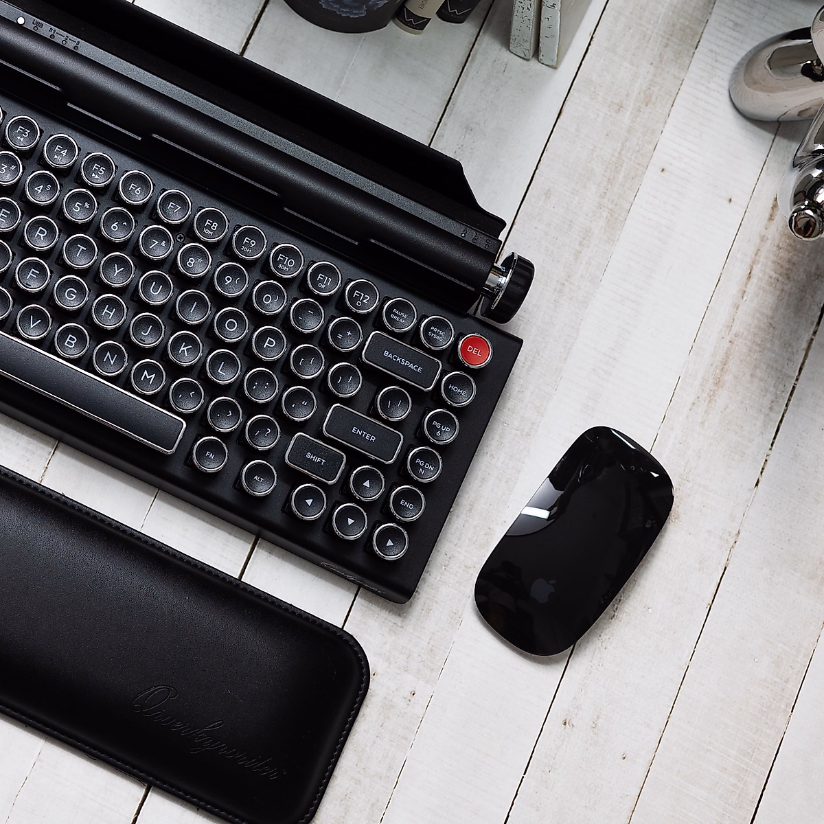 QWERKYTOYS Qwerkywriter Typewriter Inspired Retro Mechanical Wired & Wireless Keyboard with Tablet Stand