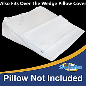 Sleepnitez Bed Wedge Pillow Case Cover, White Loose Fitting 100% Egyptian Cotton Wedge Pillowcase for Our 8" Wedge Pillow. Zip Closure for Easy Removal.