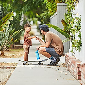 Takeya Actives Kids Insulated Stainless Steel Kids Water Bottle with Straw Lid, 14 oz, Atlantic Blue