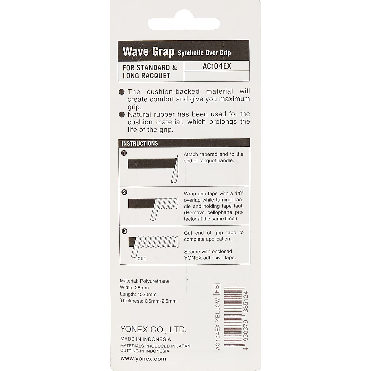Yonex AC104EX Racket Wave Grap Yellow