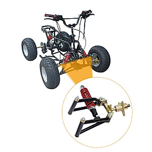 HinLIaDa Front Suspension Arm Assembly Kit, Upper & Lower Swing Arm Suspension Shock Kit with Steering Strut Knuckle&Wheel Hub For DIY ATV Quad Bike Buggy Go Kart Parts 220mm