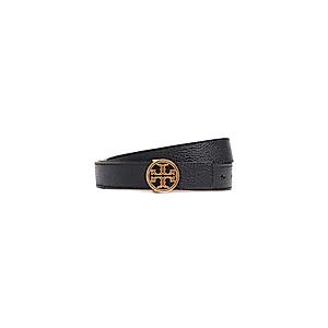 Tory Burch Women's 1" Miller Reversible Belt, Black/Gold, L