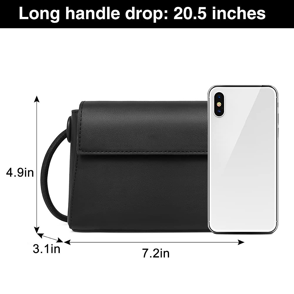 CLUCI Small Crossbody Bags for Women Vegan Leather Flap Shoulder Purse Lightweight Fashion Ladies Travel Bag with Adjustable Strap Black