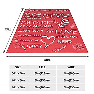 PDRYLY Love Gifts for Her Blanket I Love You Throw Blankets for Girlfriend Wife Family Great Gift for Valentines Day Birthday Anniversary Wedding 60"X50"