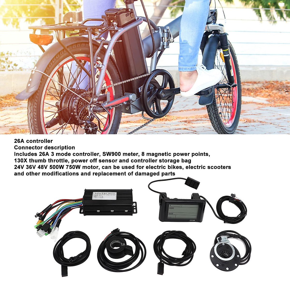 RiToEasysports Electric Scooter Conversion Kit, SW900 Panel 26A 3 Modes Controller Kit for 500W 750W Motor