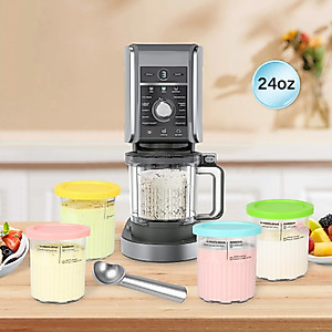 24 oz. Replacement 4 pack Creami Pints for Ninja NC500 NC501 Series Creamy Icecream Containers Cups lids Compatible with NC501 NC500 Ice Cream Maker