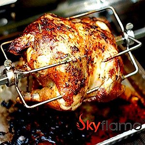 Skyflame Heavy Duty Stainless Steel Rotisserie Meat Forks - Fits 1/2-Inch and 3/8-Inch Hexagon & 3/8-Inch and 5/16-Inch Square Spit Rods