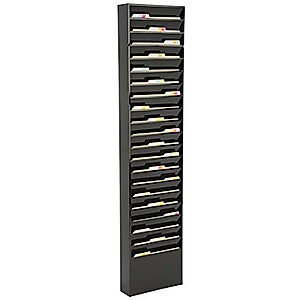 Displays2go File Folder Wall Rack, 20 Pockets, Tiered, Office and Medical Charts (Black, Powder Coated Steel)