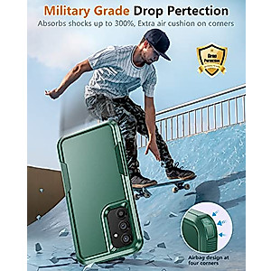 JXVM for Samsung Galaxy A54 5G Case: Shockproof Dual Layer Tough Phone Cover Protective with Tempered Glass Screen Protector Rugged - Military Grade Heavy Duty Protection, 6.4inch, 2023 (Dark Green)