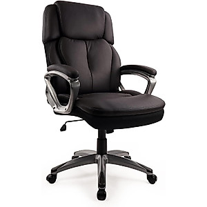 CLATINA Ergonomic Big and Tall Executive Office Chair with Bonded Lumbar Support 400lbs High Capacity Swivel Adjustable Height Thick Padding Headrest and Armrest for Home Office Black Fabric