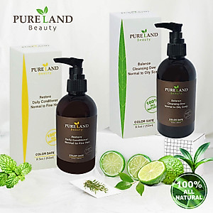 Pureland Beauty Restore Daily Conditioner - Natural Hair Conditioner for Normal to Fine Hair - Sulfate-Free and Plant-Based - 8.5 oz