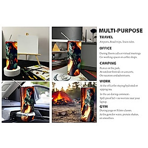 Wolf Tumbler, 20 oz Wolves Gifts Coffee Travel Mug Cup Tumblers Double-Wall Vacuum Insulated, Leakproof. Horror tumbler