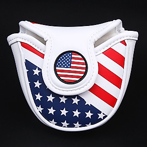 Stars& Stripes Golf Mallet Putter Head Cover Protector Magnetic Closure