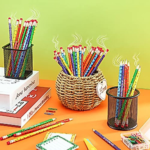 Gersoniel 48 Pieces Fruit Scent Inspirational Pencils Student Colorful Fruit Pencils Kids Motivational Graphite Pencil Cylinder Wood Pencil Colored Pencils with Eraser Gift for School Supply Vivid