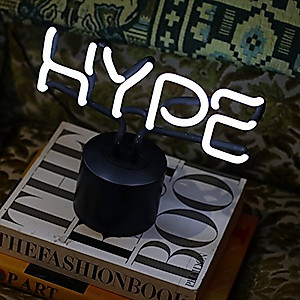 Amped & Co HYPE Real Neon Light Novelty Desk Lamp, Large 9.6x8.3", White Glow