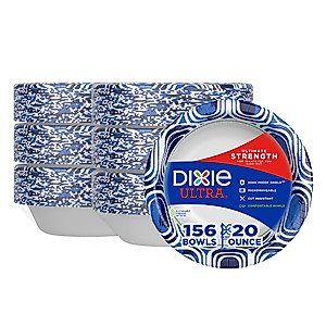 Dixie Ultra Disposable Paper Bowls, 20oz, Dinner or Lunch Size Printed Disposable Bowls, Packaging and Design May Vary, 26 Count (Pack of 6)