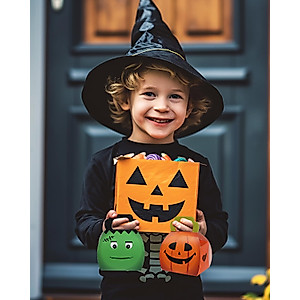 Liobelon 24 Pieces Halloween Candy Boxes With Handles Halloween Treat Boxes Trick or Treat Gift Boxes Pastry Cookies Goodie Bags for Halloween Party Supplies Halloween Kids Birthday Party Gift Box