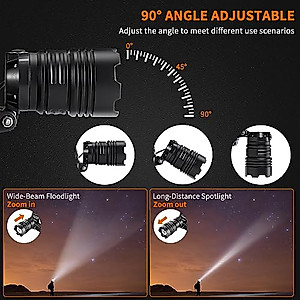 Headlamp Rechargeable 2Pack, 150000LM Bright Head Lamp, Adjustable Focus Headlight Outdoor, 4Mode Head Lights for Forehead, 90° LED Headlamp, Waterproof Headlamps for Adults Camping Hiking Hard Hat