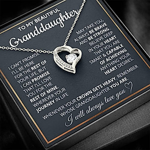 DsmStore To My Granddaughter Necklace, Granddaughter Gifts From Grandma Grandmother Or Grandpa Grandfather, Interlocking Heart Necklace Granddaughter (Stainless Steel & Rose Gold Finish)