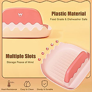 2 Pack Spoon Rest for Kitchen Counter, Cooking Ladle/Spatula/Spoon Holder for Stove Top, Utensil Rest for Countertop, Kitchen and Grill Utensil and Lid Holder, No Mess Rack with Drip Pad - by IYOOH