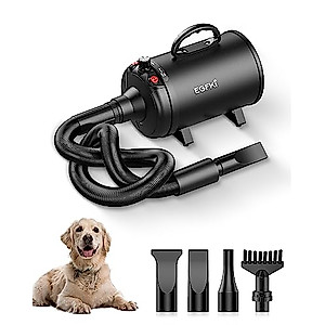 EGFKI Dog Dryer, 5.2HP/ 3800W Pet Grooming High Velocity Force Blower with 4 Nozzles, Adjustable Speed and Temperature Dog Hair Dryers for Grooming