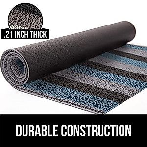 Gorilla Grip Heavy Duty Striped Doormat, Thick Bristles, Crush Proof Texture, Catches Dirt from Shoes, Strong Backing, Easy to Clean, Indoor and Outdoor Entrance Mats, 24x16, Turquoise and Gray