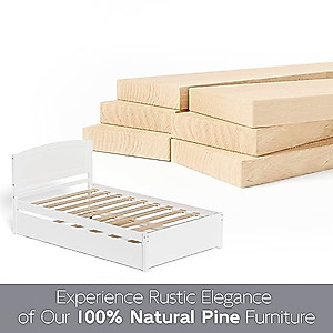 Xilingol Trundle Bed Twin, Solid Wood Bed Frames with Headboard and Wooden Slats Support, Twin Trundle Bed Frame Roll Out, Single Box Bed (No Box Spring Needed), White