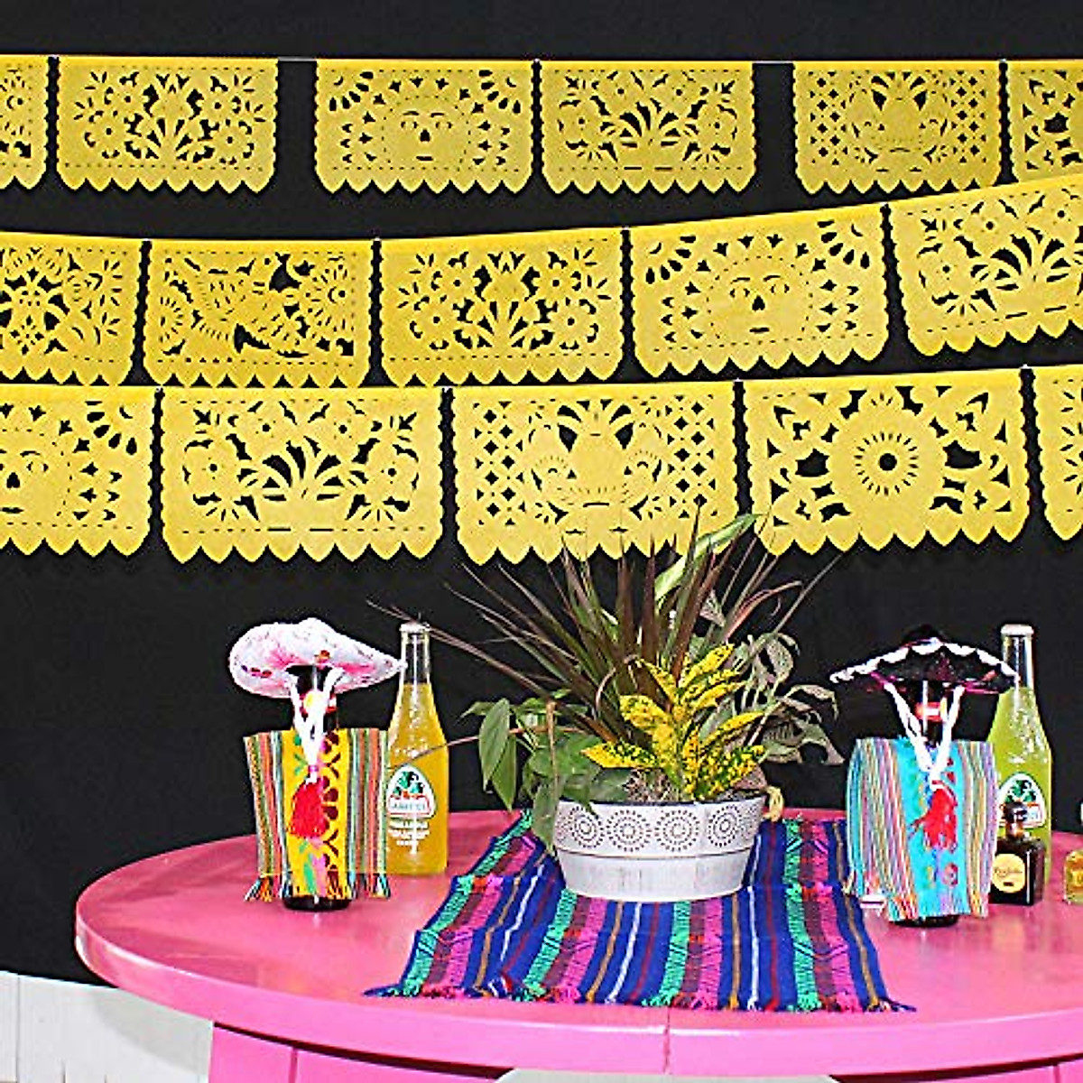 Yellow Party Decorations Papel picado Banners for Fiestas, Weddings, Birthdays, Bridal Showers and Baby Showers, Made from Tissue Paper WS65