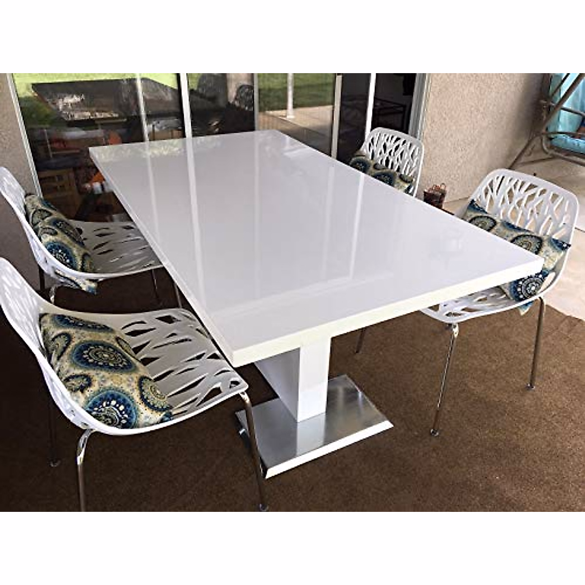 Bonnlo Modern Stackable Chair Set of 4,Kitchen White Dining Chairs,Birch Sapling Comfy Chairs for Dining Room,Living Room,Waiting Room (White)