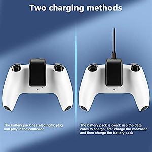 SIKEMAY PS5 Controller Accessories Rechargeable Battery Pack, 1800mAh Fast Charging External Battery with LED Indicator and USB Type-C Charger Cable, Portable Wireless DualSense Kit - Black