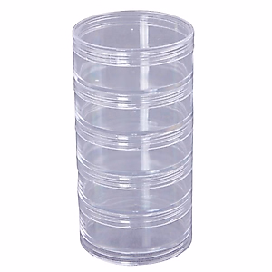 Exceart Craft Beading Case 5 Layer Clear Plastic Box with Lid Stackable Round Box for Beads Crafts Earring Jewelry Findings Commemorative Coin Nail Art Rhinestones Boxes