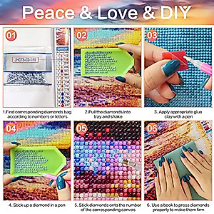 Uatiodo Diamond Painting Kits for Adults, 6 Pack Diamond Painting Kit, DIY 5D Diamond Art Paintings, Sunset Beach Paint with Diamonds, Home Wall Decor, 12 * 16 inch