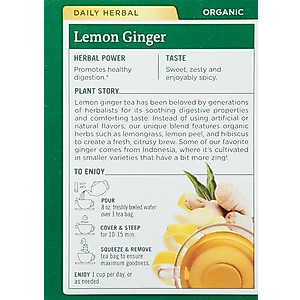 Traditional Medicinals Tea, Organic Lemon Ginger, Promotes Healthy Digestion, 16 Tea Bags
