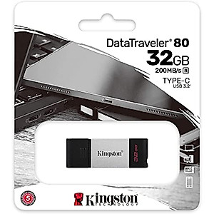 Kingston DataTraveler 80 32GB USB Type-C Flash Drive (DT80/32GB), Metal