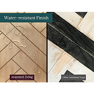 Seasoned Living Rustic Wooden Serving Tray Large 20”x14.4” Water-Resistant Wood Tray for Ottoman, Coffee Table, Breakfast in Bed, Table Centerpiece Home Decor (Natural Pine)