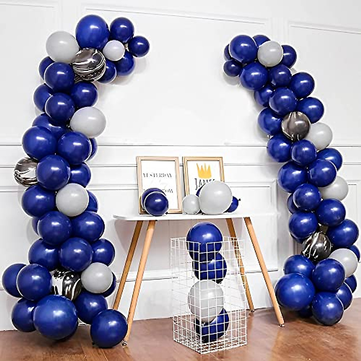 JOYYPOP Navy 100pcs Balloons, Latex Party Balloons for Graduation, Birthday, Anniversary, Nautical Party Decorations, 12 Inch Blue Balloons, Includes Ribbons